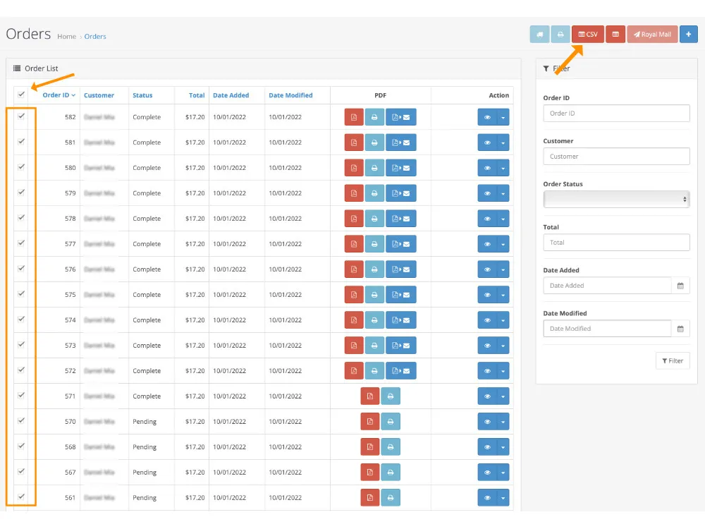 OpenCart Orders to CSV - OpenCart.TIPS